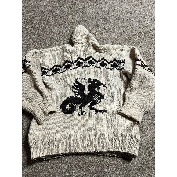 Cochiwan | Sweaters | Vintage Handade Thunderbird Cowichan Wool Sweater ...
